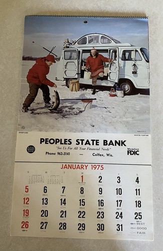 Vintage 1975 Sportsman Calendar Peoples State Bank Colfax WI. Unused | eBay