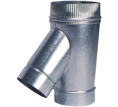 Master Flow 7L x 7W x 4H In. 26 Gauge Flue Wye Duct HVAC Vent Fitting ...