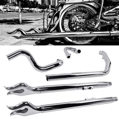 True Duals With Fishtail Mufflers for Harley Softail 2000-2017 ...