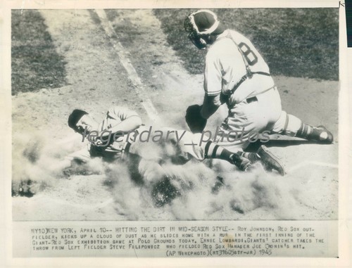 1945 Roy Johnson Red Sox Kicks Up a Cloud of Dust Original News Service ...