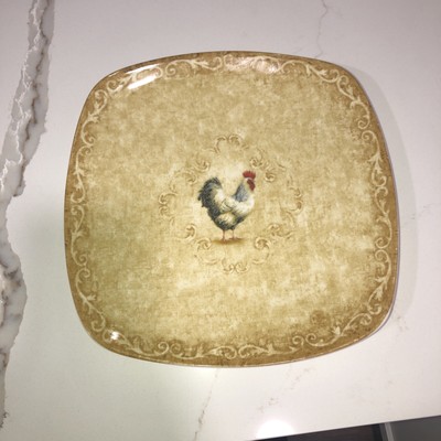 222 Fifth Rustic Rooster Square Salad Plate D | eBay