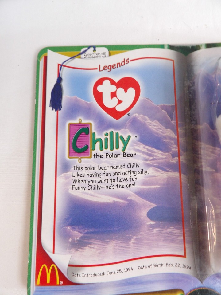 RARE~McDonalds TY Legends Teenie Beanie Baby Chilly the Polar Bear 1994 ...