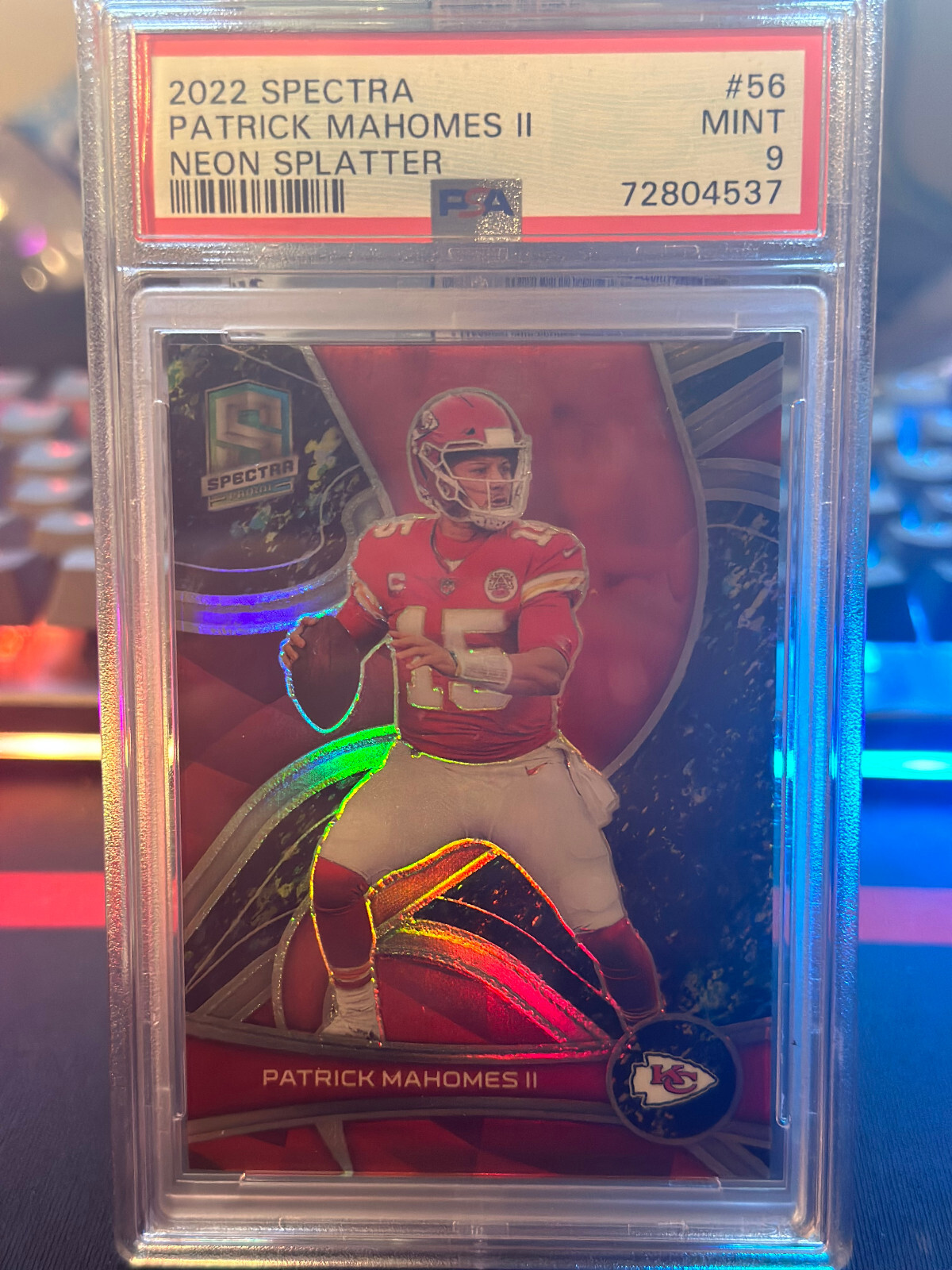 2022 Panini Spectra Patrick Mahomes Neon Splatter Prizm #6/8 PSA 9 SSP ...