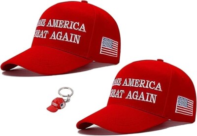 2 MAGA Hat Make America Great Again Hat with Keychain, Adjustable Trump ...