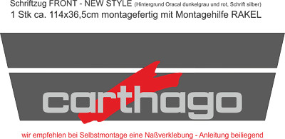 Aufkleber CARTHAGO Wohnwagen, Wohnmobil, Caravan Front, NEW STYLE 114cm ...
