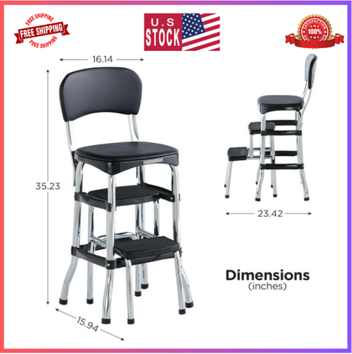 Cosco Stylaire Black Retro Counter Height Chair with Step Stool ...