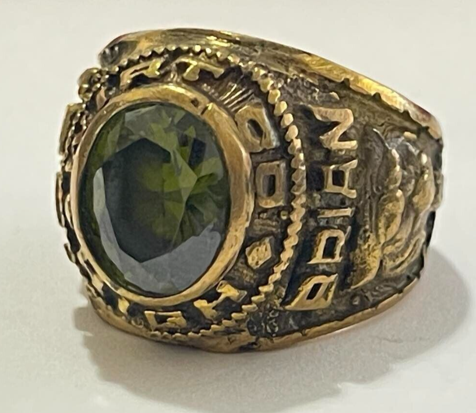 Vintage WIRT CO HIGH SCHOOL 1991 BRIAN Class Ring MOSS GREEN Stone ...