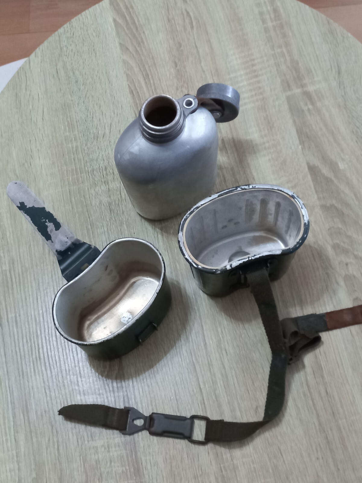 Vintage German Army Field Flask CUP Mess Kit Utensils Fork Spoon Can ...