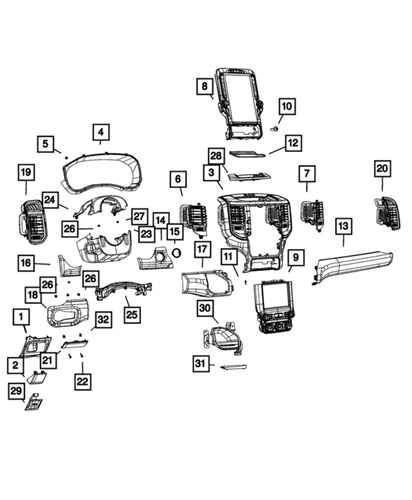 New Genuine Mopar Bezel Instrument Panel Switch 2019-2024 OE 6PG83TX7AB ...