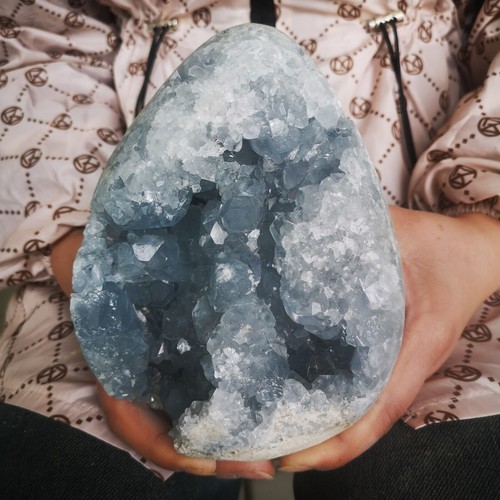 6.38LB Natural Beautiful Blue Celestite Crystal Geode Cave Mineral ...