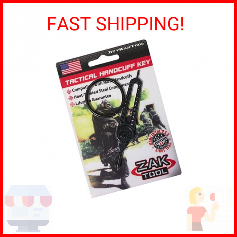 Zak Tool Super Flat Grip Universal Handcuff Key Solid Steel Black ZT25 ...