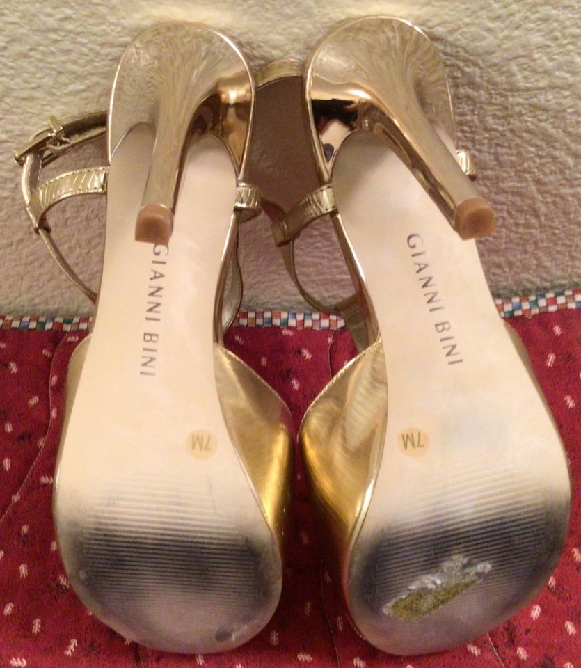 Gianni Bini Gold Platform High Heels Strappy Open Toe Size 7M | eBay