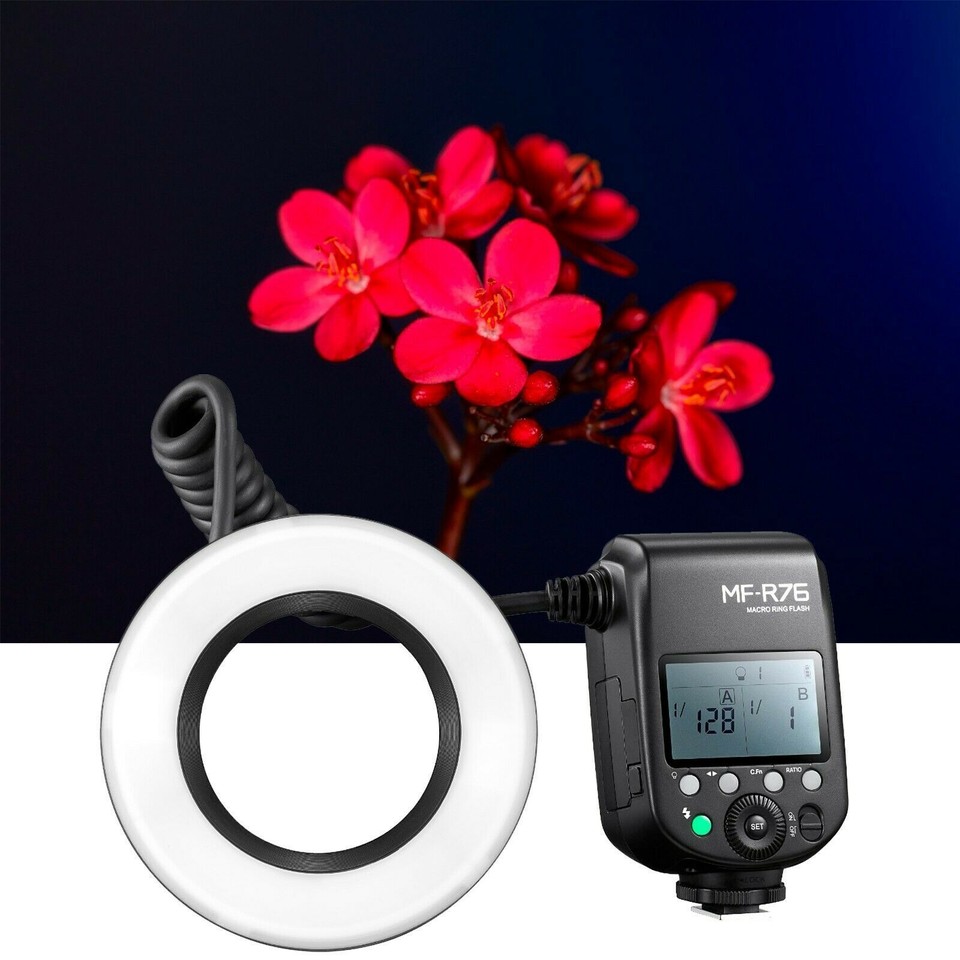 Godox MF-R76 Macro LED Ring Flash Speedlite Dual-Flash Tubes for DSLR ...