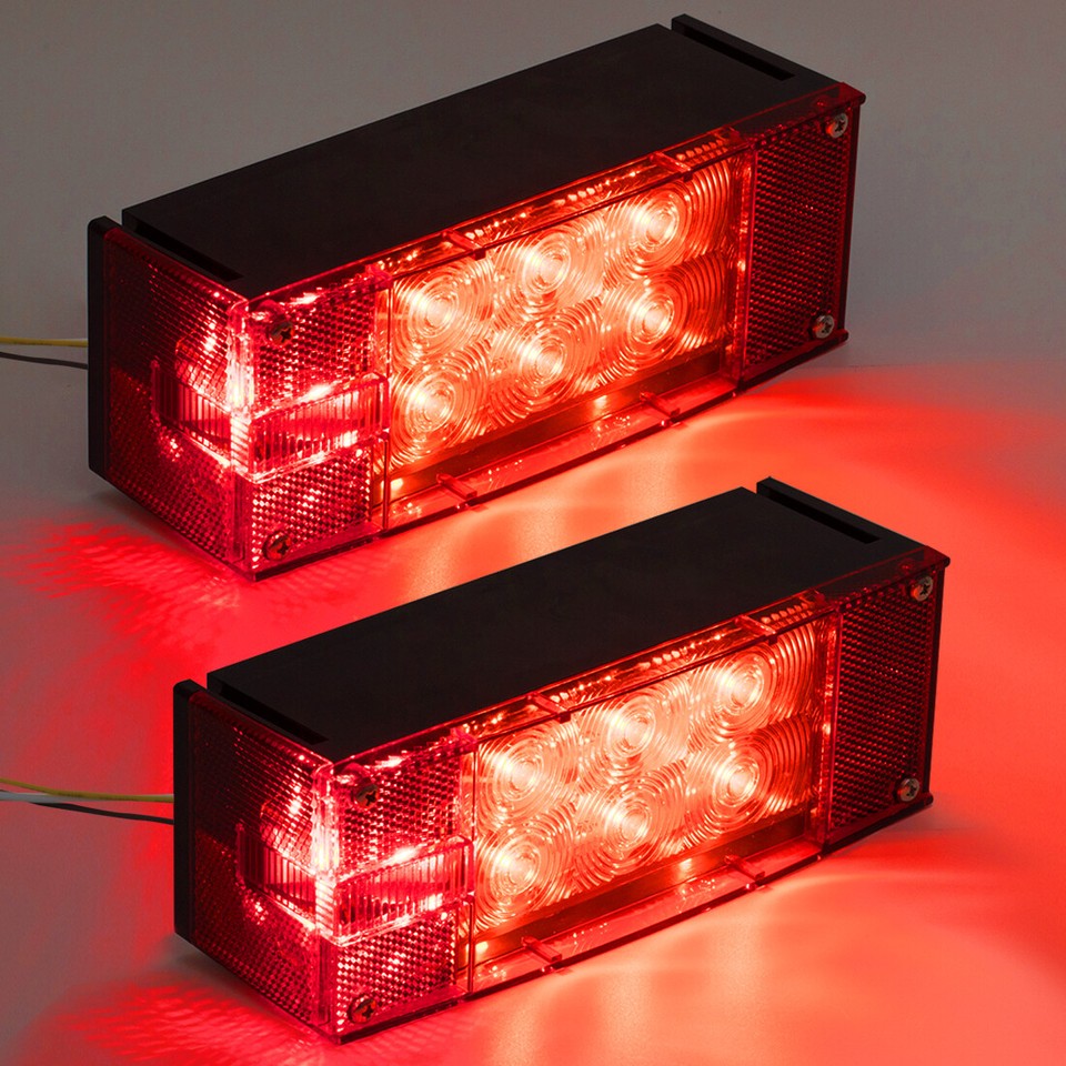 2x LED Low Profile Light Kit Trailer Rectangle Stop Brake Boat Marine ...
