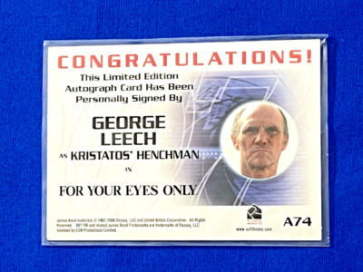 007 For Your Eyes Only Limited Edition George Leech Autograph Card A74 ...