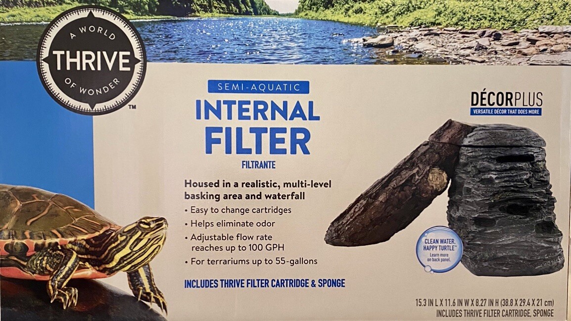 THRIVE Semi Aquatic Internal Filter Turtle Aquarium Rock Decor Basking ...