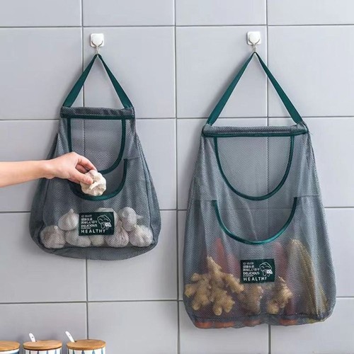 Reusable Kitchen Hanging Mesh Bag Wall Mounted Storage Bag | eBay