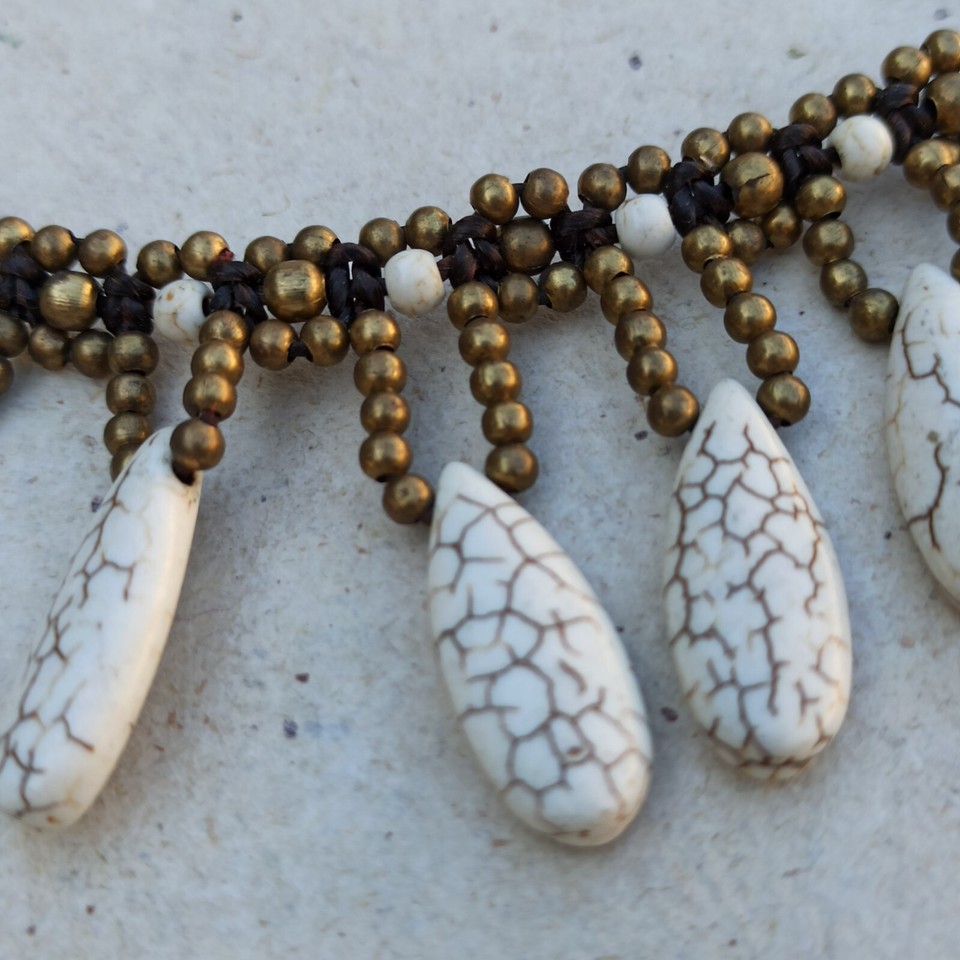 Chandelier Bohemian Necklace Bib Trible White Natural Sodalite ...