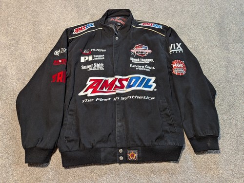 JH Design Jacket Mens Large Black Amsoil Nascar Racing Vintage Bomber ...