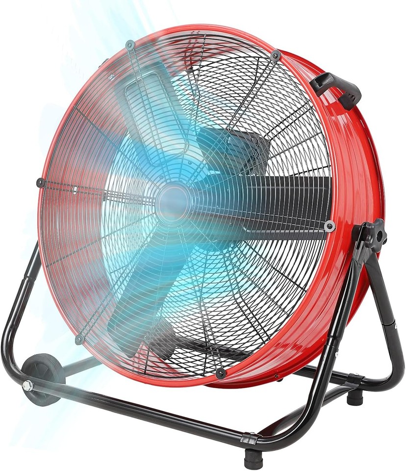 24" Industrial Tilt Drum Fan 3 Velocity Speed 360° Adjustable Floor Fan ...