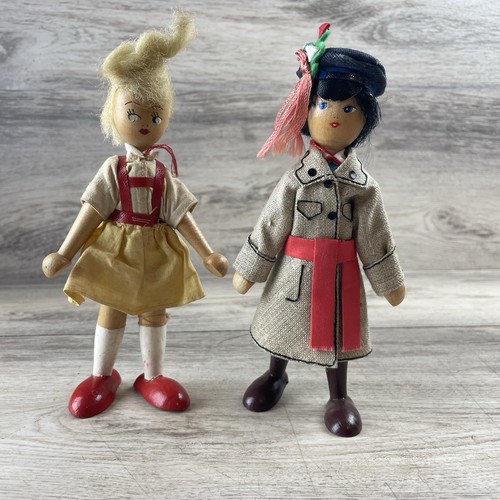 Vintage Wooden Dutch Peg Dolls Lot Of 2 | eBay