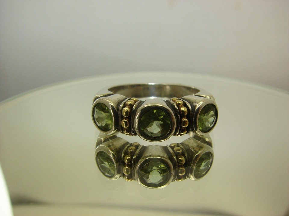 Lagos Peridot Sterling Silver & 18K Gold Ring Size 7 | eBay