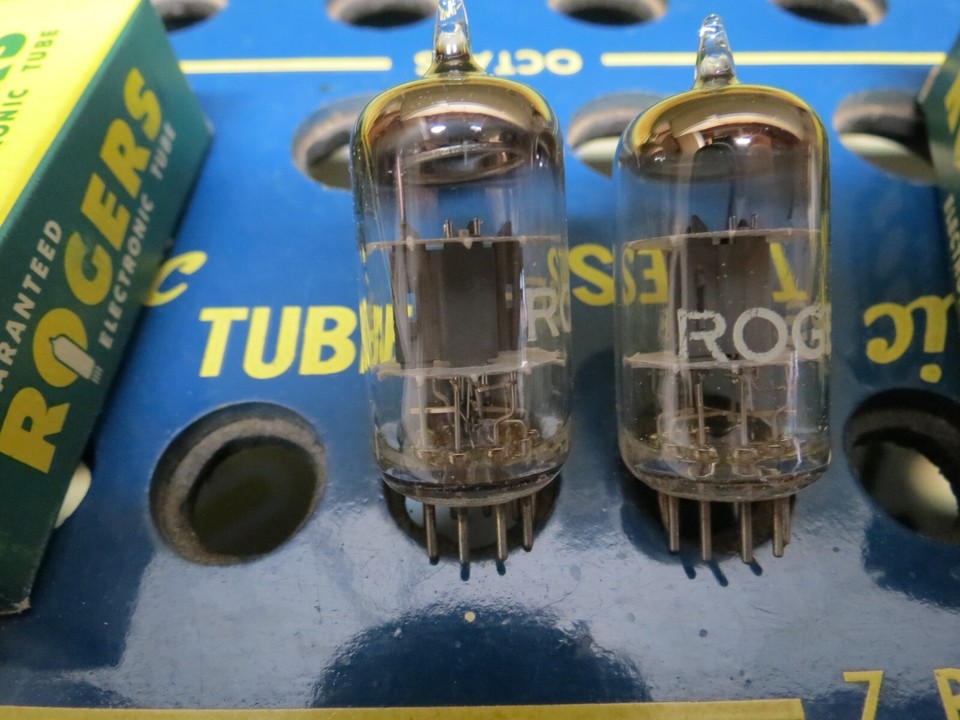 2X New in Box Vintage 12AZ7 Tubes Rogers Grey Plate Halo Getter Tested ...