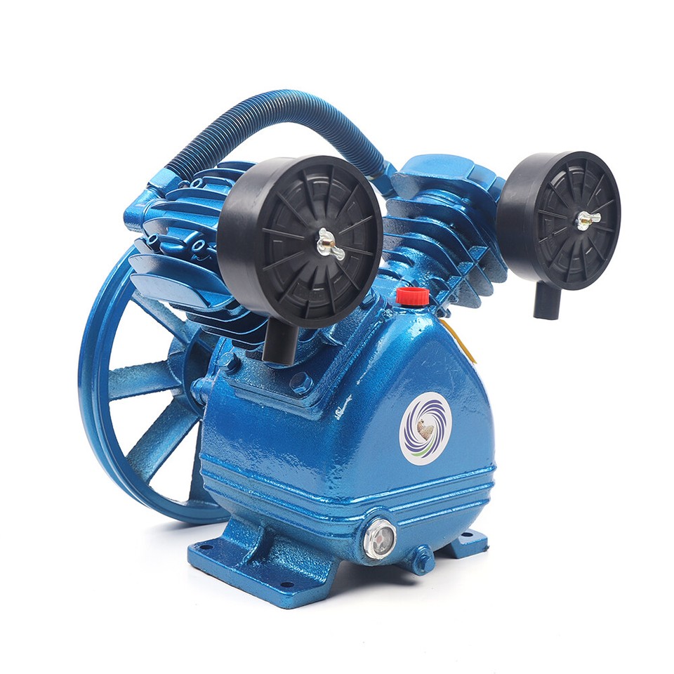 Air Compressor Pump Twin Cylinder 2 Piston V Style 2HP Head Single ...