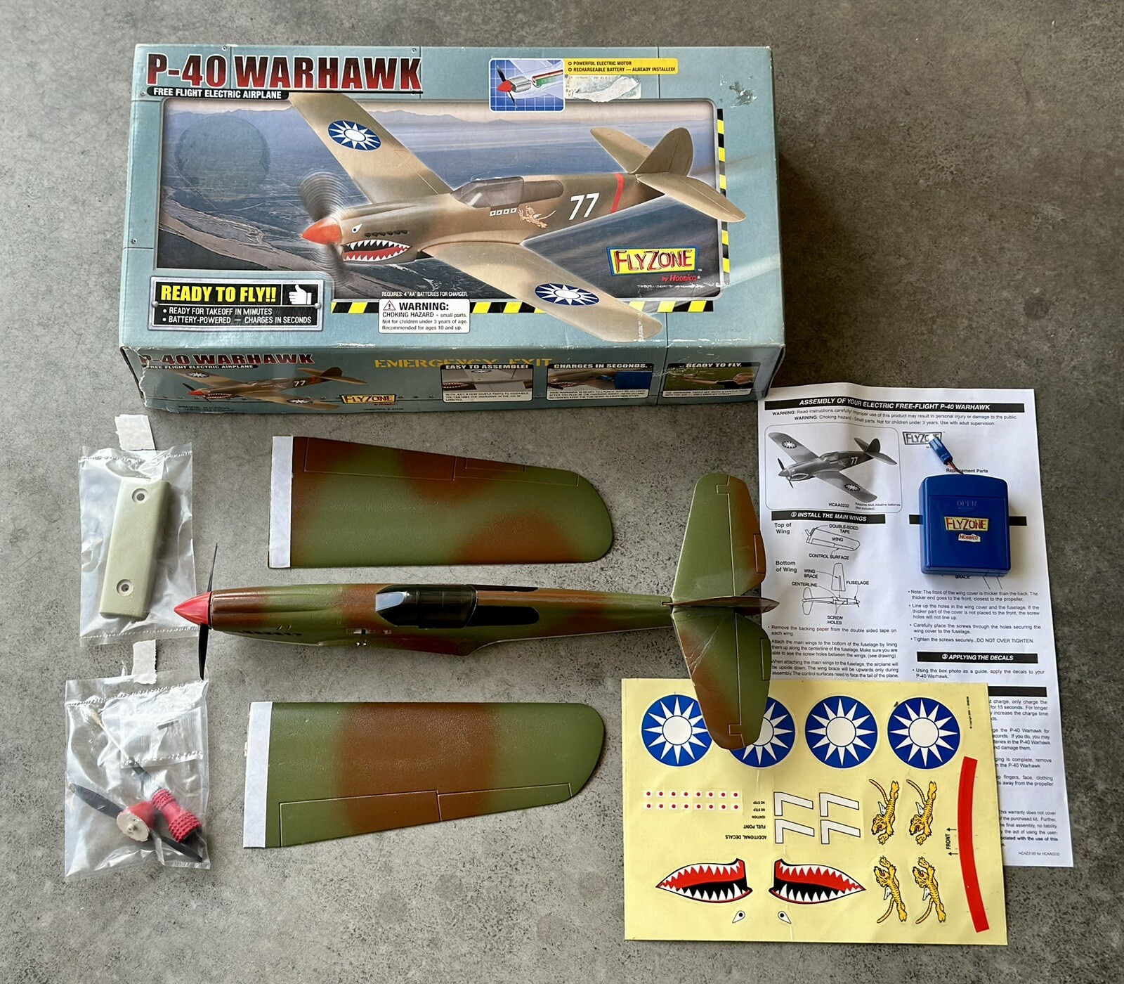 Complete Flyzone By Hobbico P-40 Warhawk Free Flight Electric Model ...