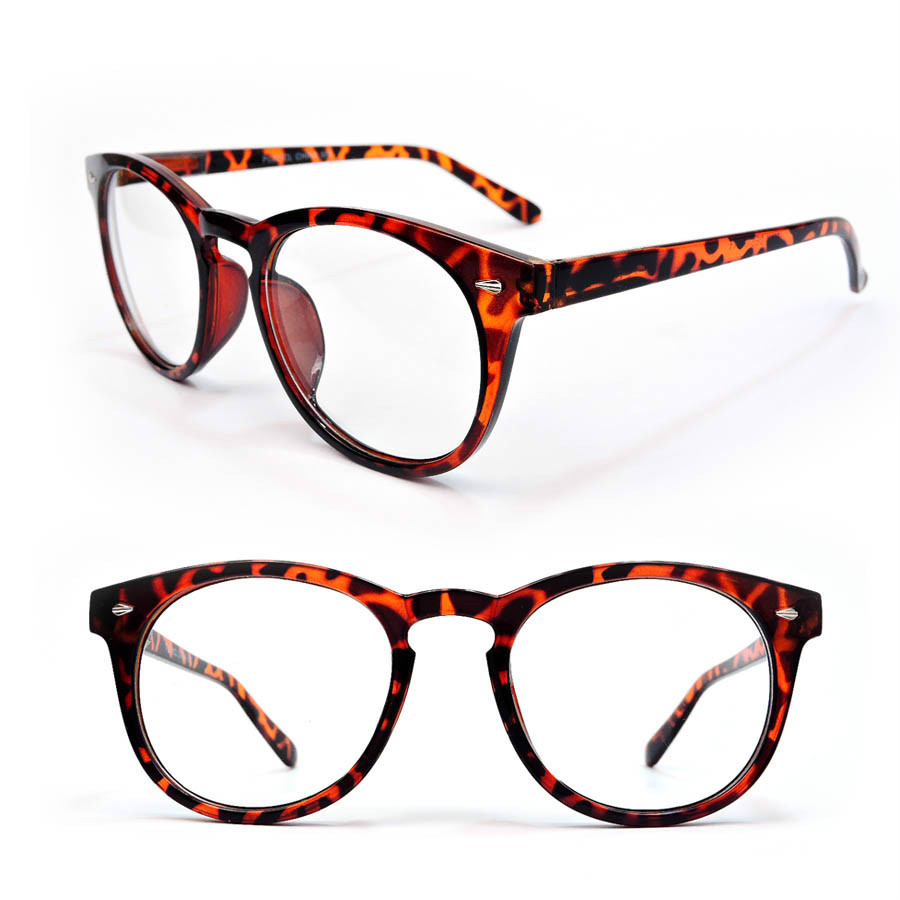 Clear Lens Glasses Large Round Frame Nerd Geek Retro Vintage Style New ...