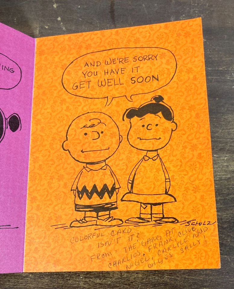Vintage 1950s Hallmark Charlie Brown Peanuts Get Well Fold Out Greeting ...
