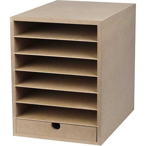 A4 Paper Card Storage Filing Cabinet MDF Wood Wooden Strong 6 Shelves 1 ...