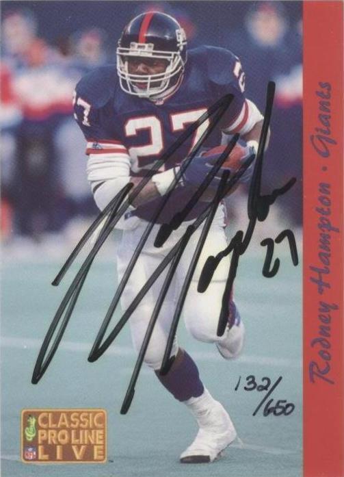 1993 Classic Pro Line Live - Autographs Rodney Hampton /650 (AU) for ...