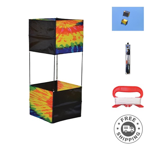 Lightweight Tie Dye Double Box Kite with Line Included - Perfect for ...