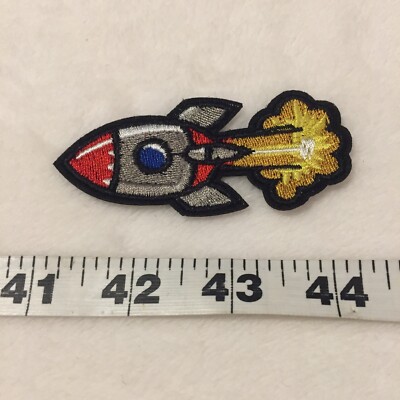 Rocket Ship Blasting Off Embroidered Iron On Patch New | eBay