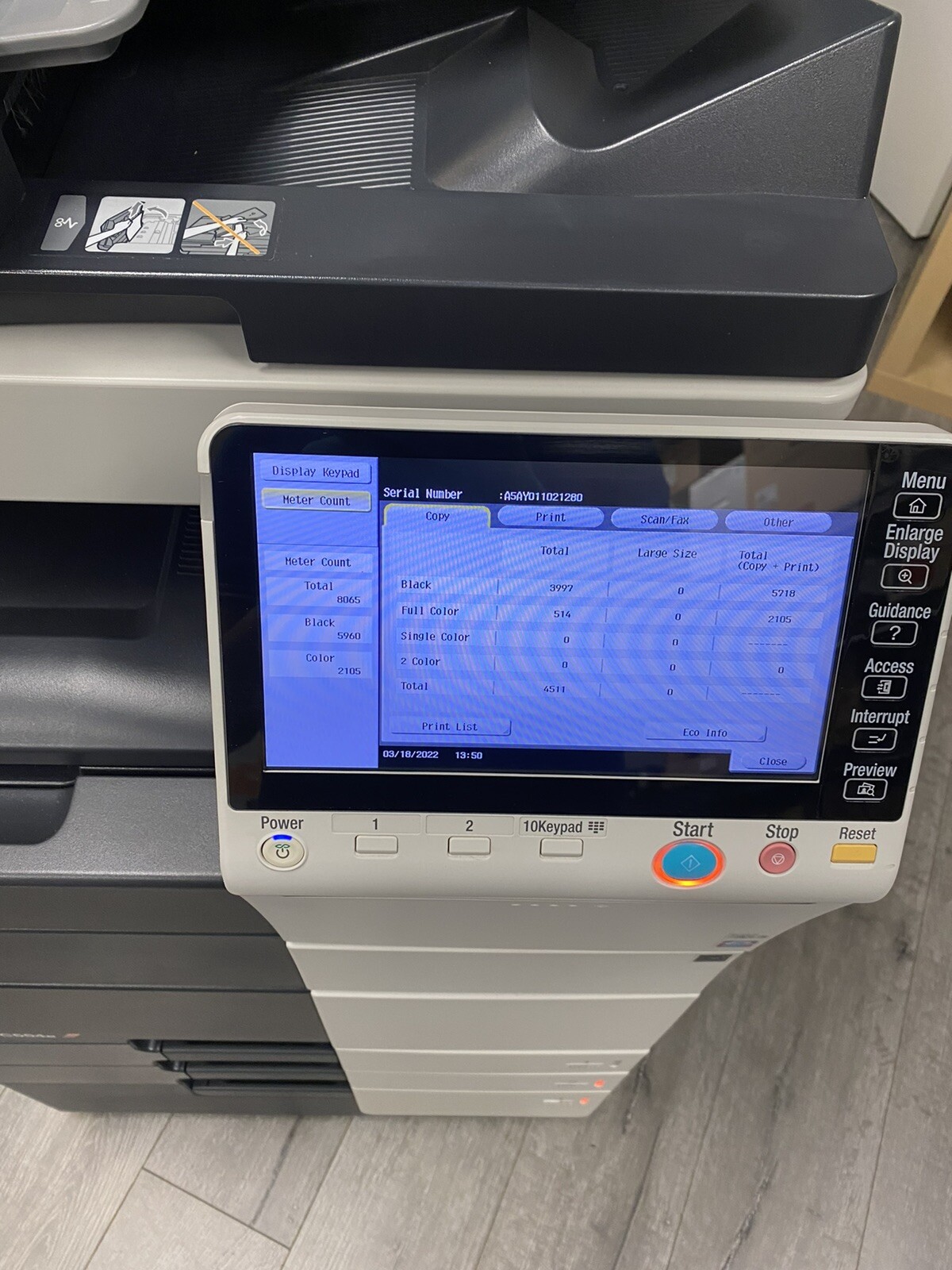 Konica Minolta C554e (8k Meter) Color Copier Printer Scanner Fax ...