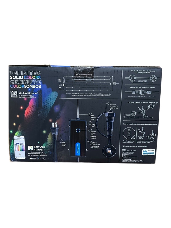 Enbrighten Eternity Permanent Outdoor Lights, 100ft, 72 RGBWIC LEDs ...