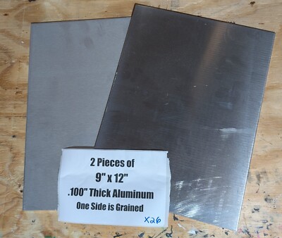 2 Pieces of 9" x 12" Aluminum .100" Thick (10 Gauge) Sheet Metal 1 Side ...