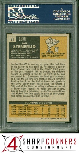 1971 TOPPS #61 JAN STENERUD CHIEFS HOF PSA 8 | eBay
