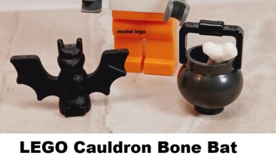 New LEGO Halloween Pail Small Cauldron BLACK BUCKET HANDLE Bat BONE ...