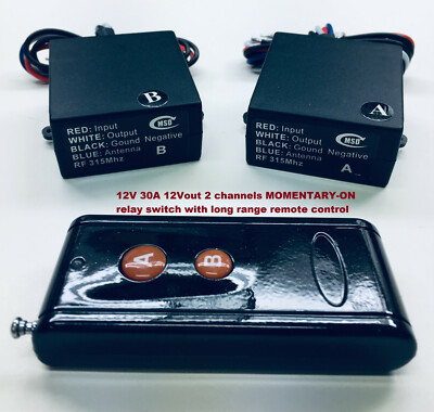 12V 30A 315MHZ 2ch MOMENTARY relay switch with long range remote ...