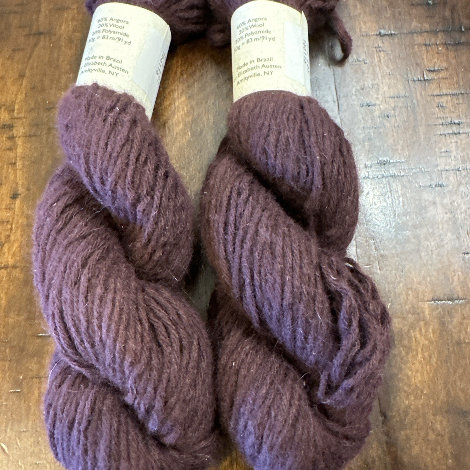 Lot2 ELSEBETH LAVOLD ANGORA Wool BLEND YARN 008 Aubergine Purple 50g Ea ...
