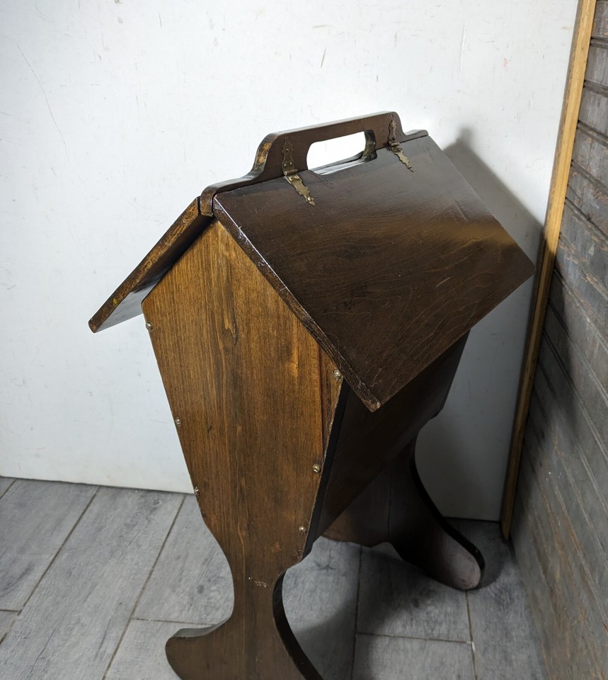 Vintage Wood Priscilla Sewing Box Stand Cabinet 2 Lid Storage | eBay