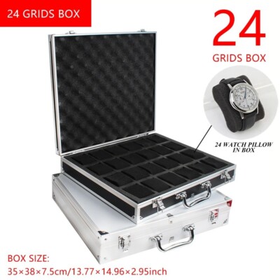 Watch Case for 24 Watches Collectors Display Storage Briefcase Aluminum ...