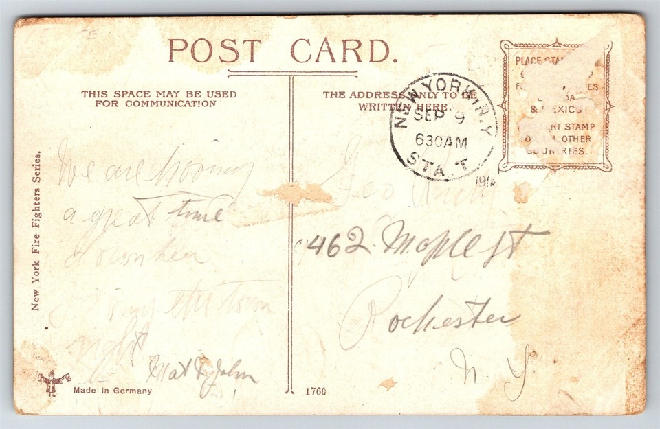 Water Tower In Action Major Fire Firemen Up Close Posted NY 1910s ...