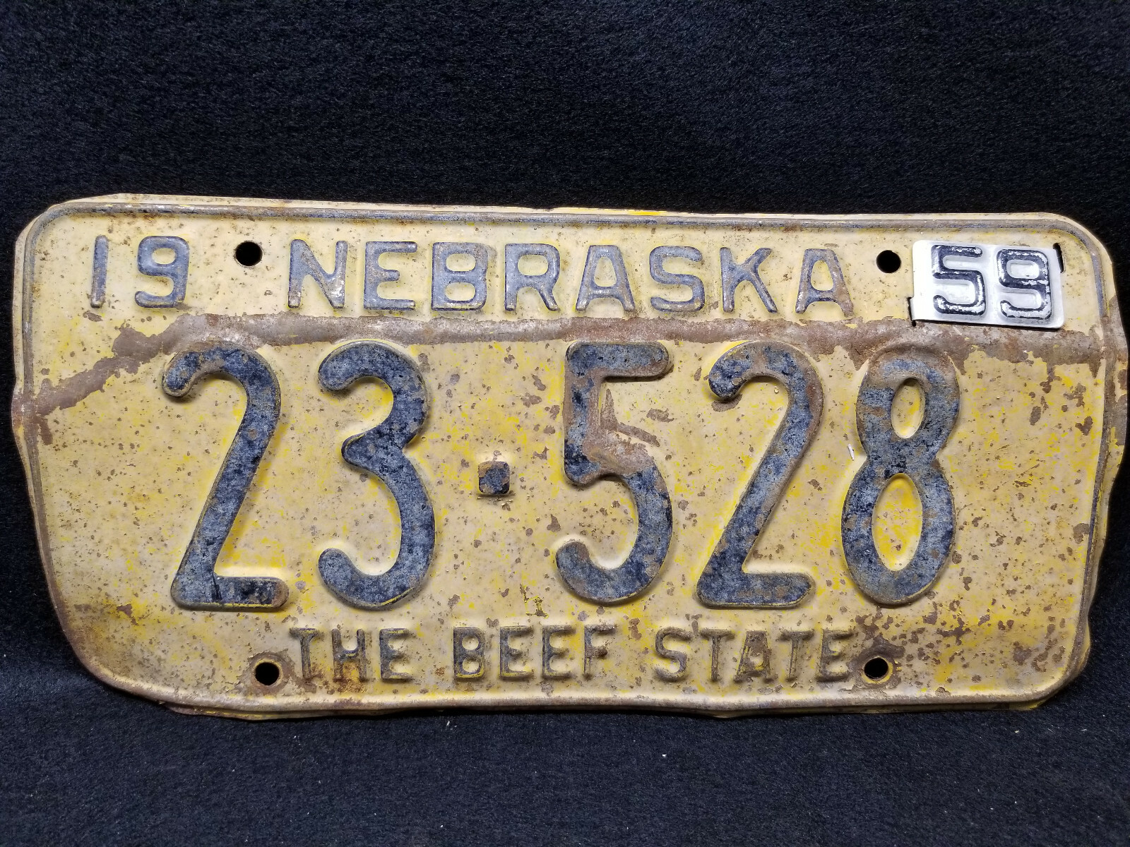 Vintage 1958 / 1959 Boone County Nebraska license plate 23-528 with ...