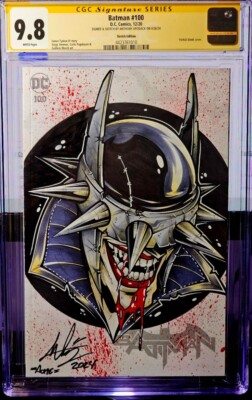 Batman #100 Batman Who laughs Signed & Sketch by Anthony Apodaca CGC SS ...