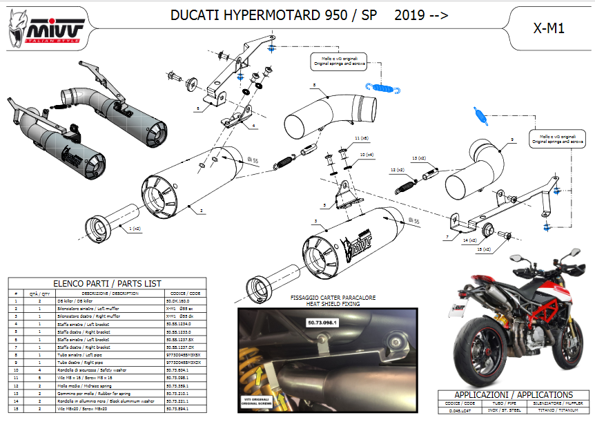 Auspuff Motorrad Mivv Ducati Hypermotard 950 / SP 2023 2 Endtopf X-M1 ...