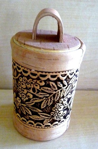Handmade Small Wooden Birch Bark Container/Beautiful Detailed Box | eBay