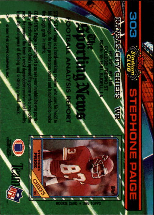 1991 Stadium Club Football Card #303 Stephone Paige | eBay